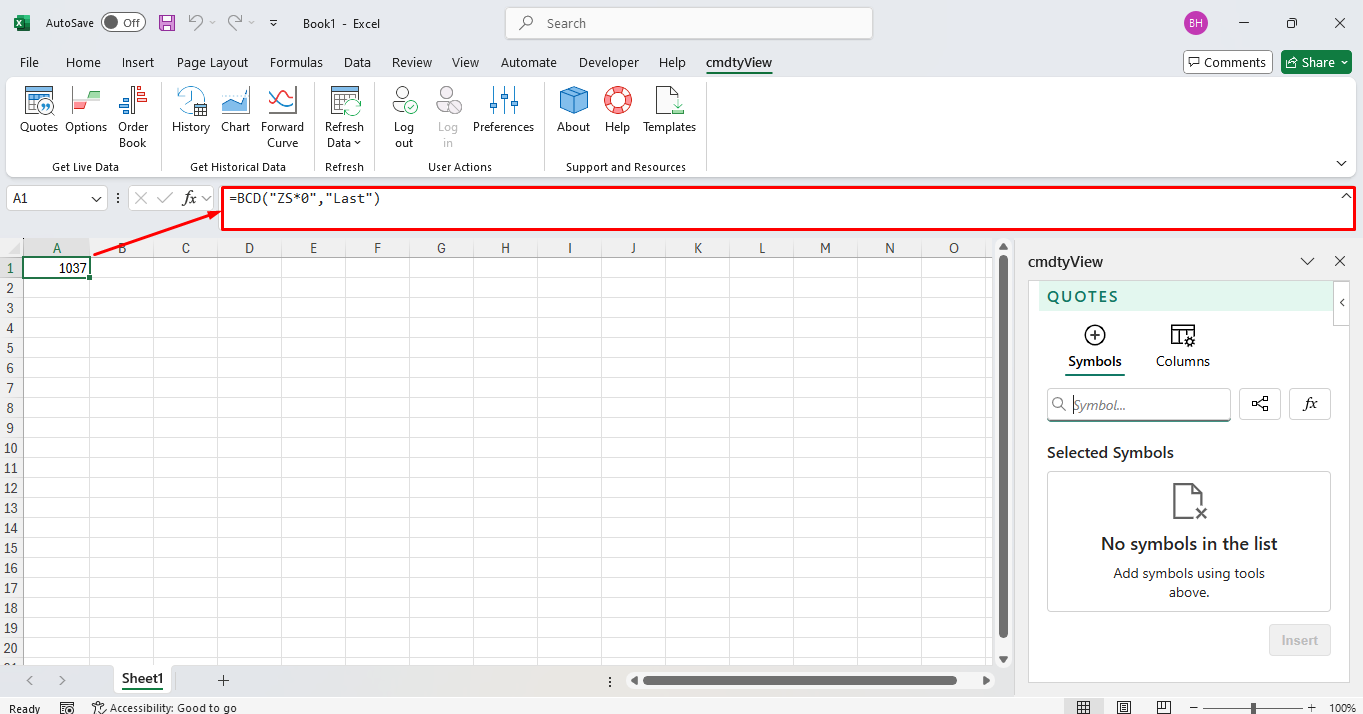 Syntax and Functions | cmdtyView for Excel