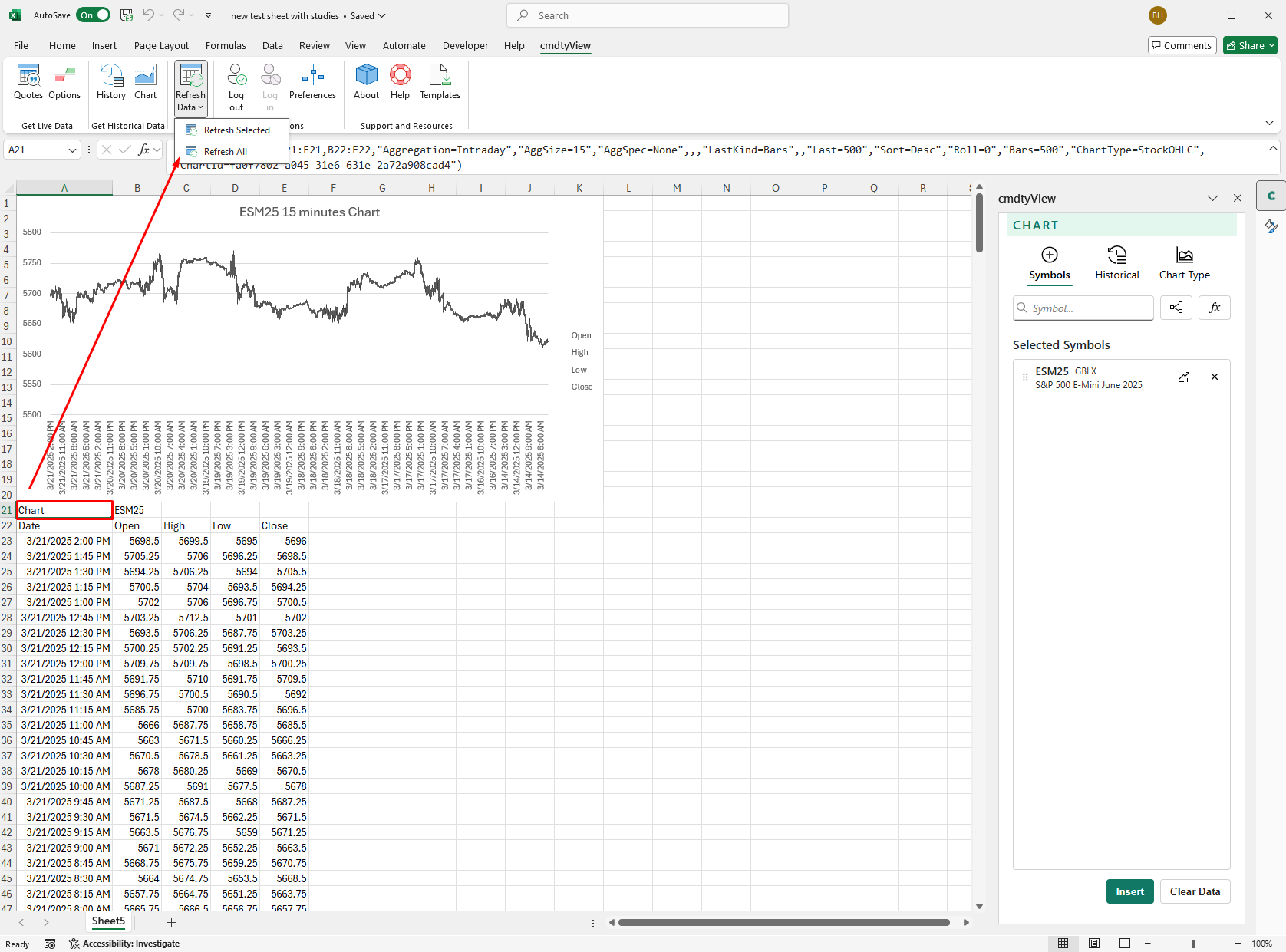Refresh | cmdtyView for Excel