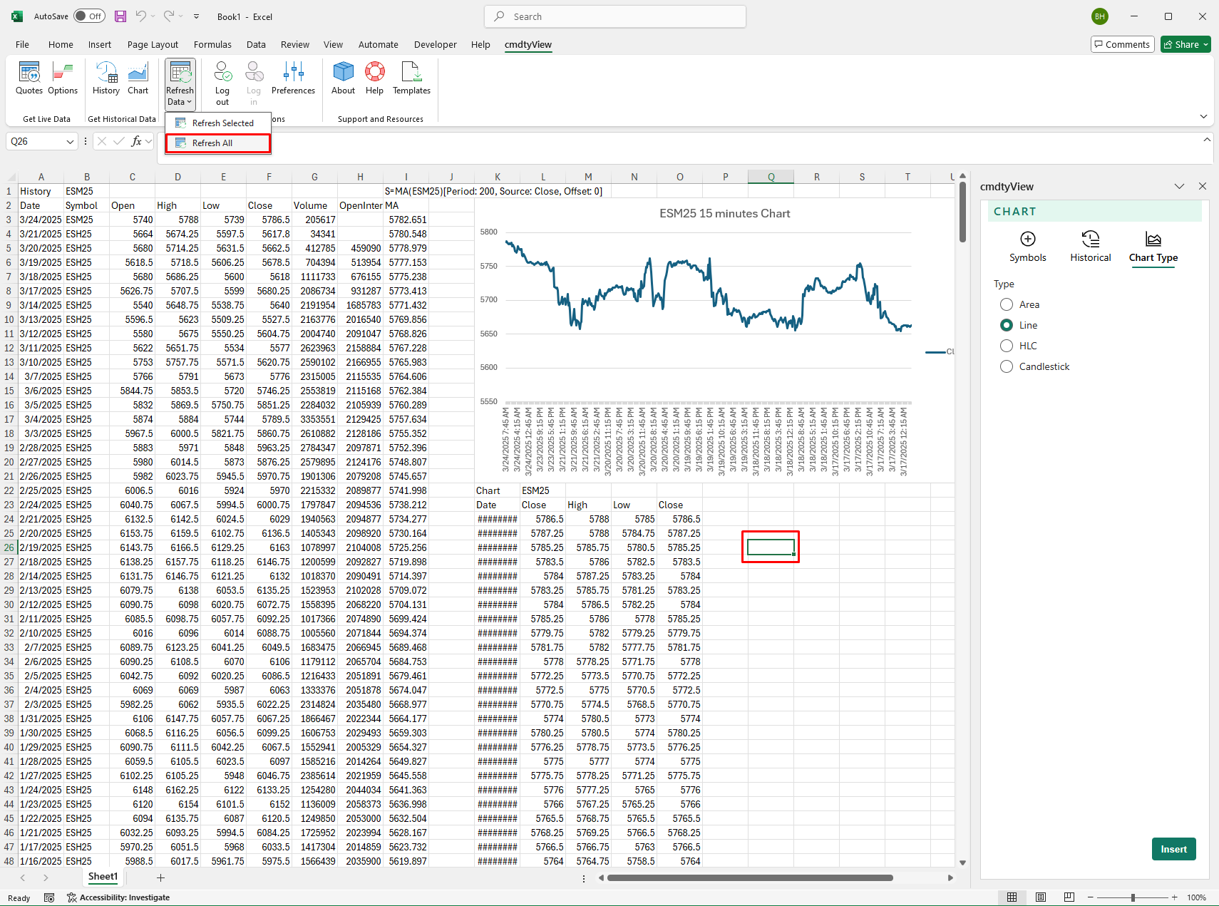 Refresh | cmdtyView for Excel